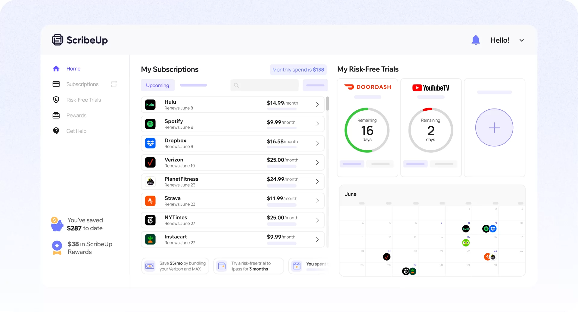 ScribeUp | Total Subscription Control & Savings